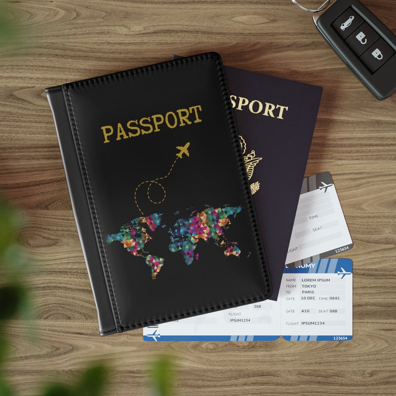 Passport Cover Passport Holder World Map Passport Black - Etsy