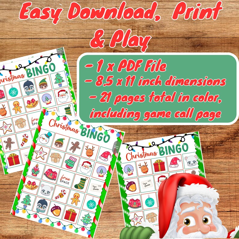 Christmas Bingo Game, Family Christmas Game, Printable Christmas Game ...