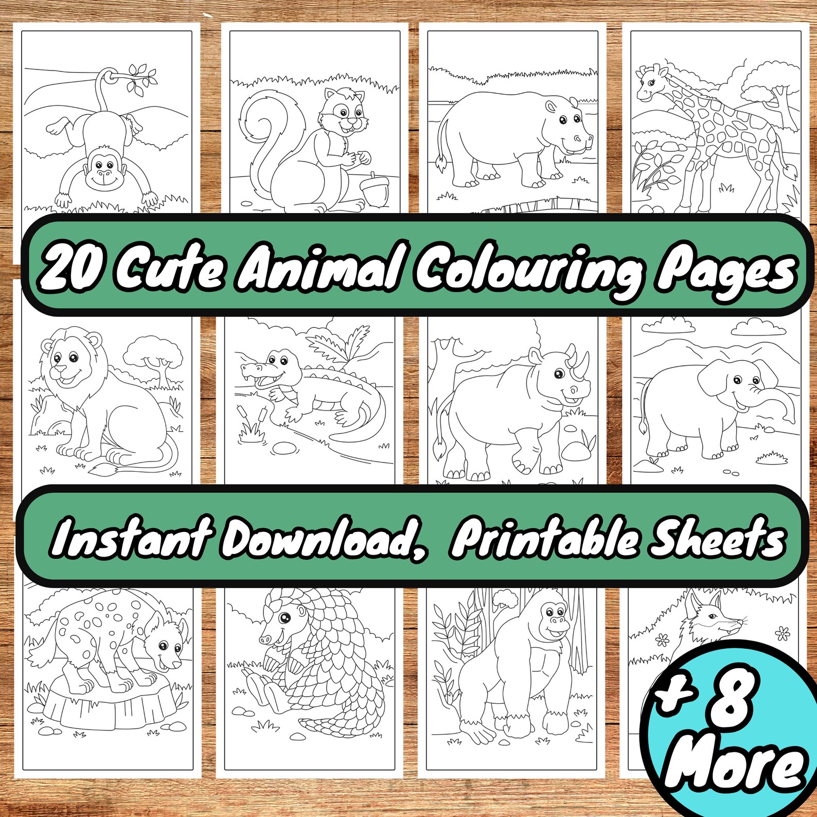 20 Cute Animal Coloring Pages for Kids Printable, Animal Colouring ...