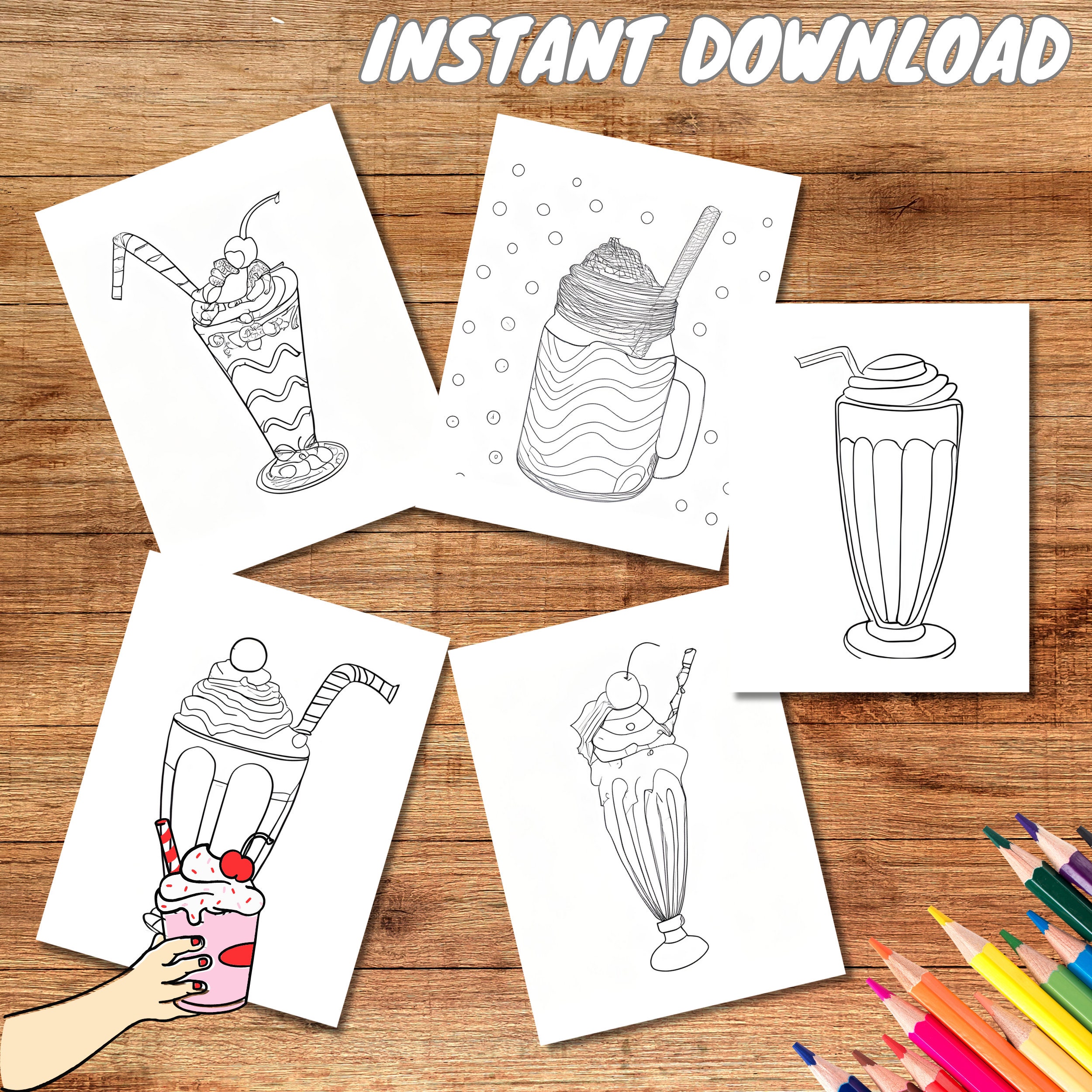 Milkshake Coloring Pages, 10 Instant Download Milkshake Colouring ...