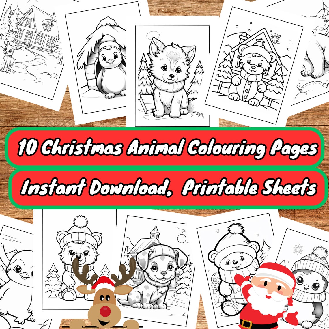 Christmas Coloring Pages, Coloring Pages for Kids, Christmas Animal ...