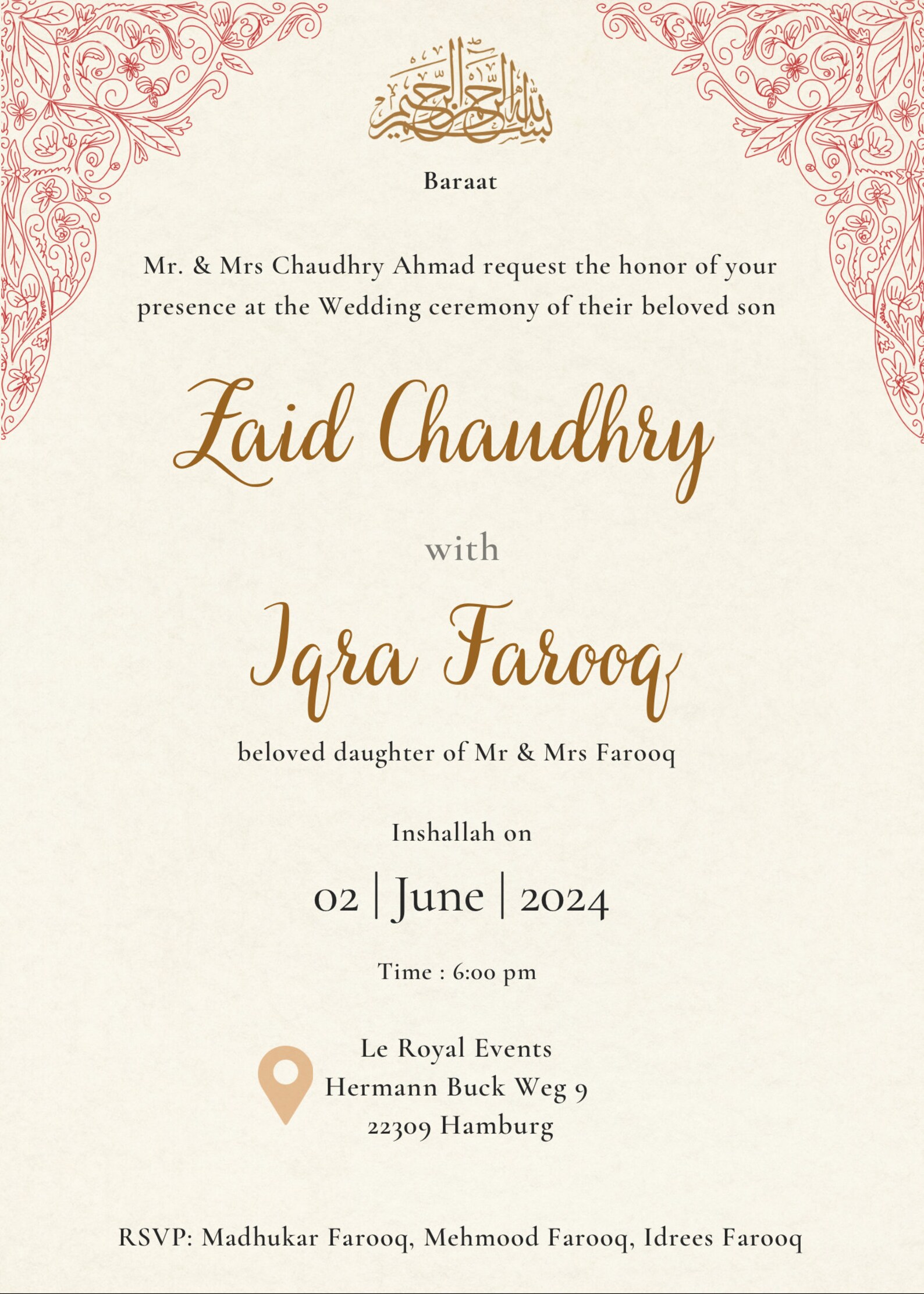 Walima Invitation Card - Etsy