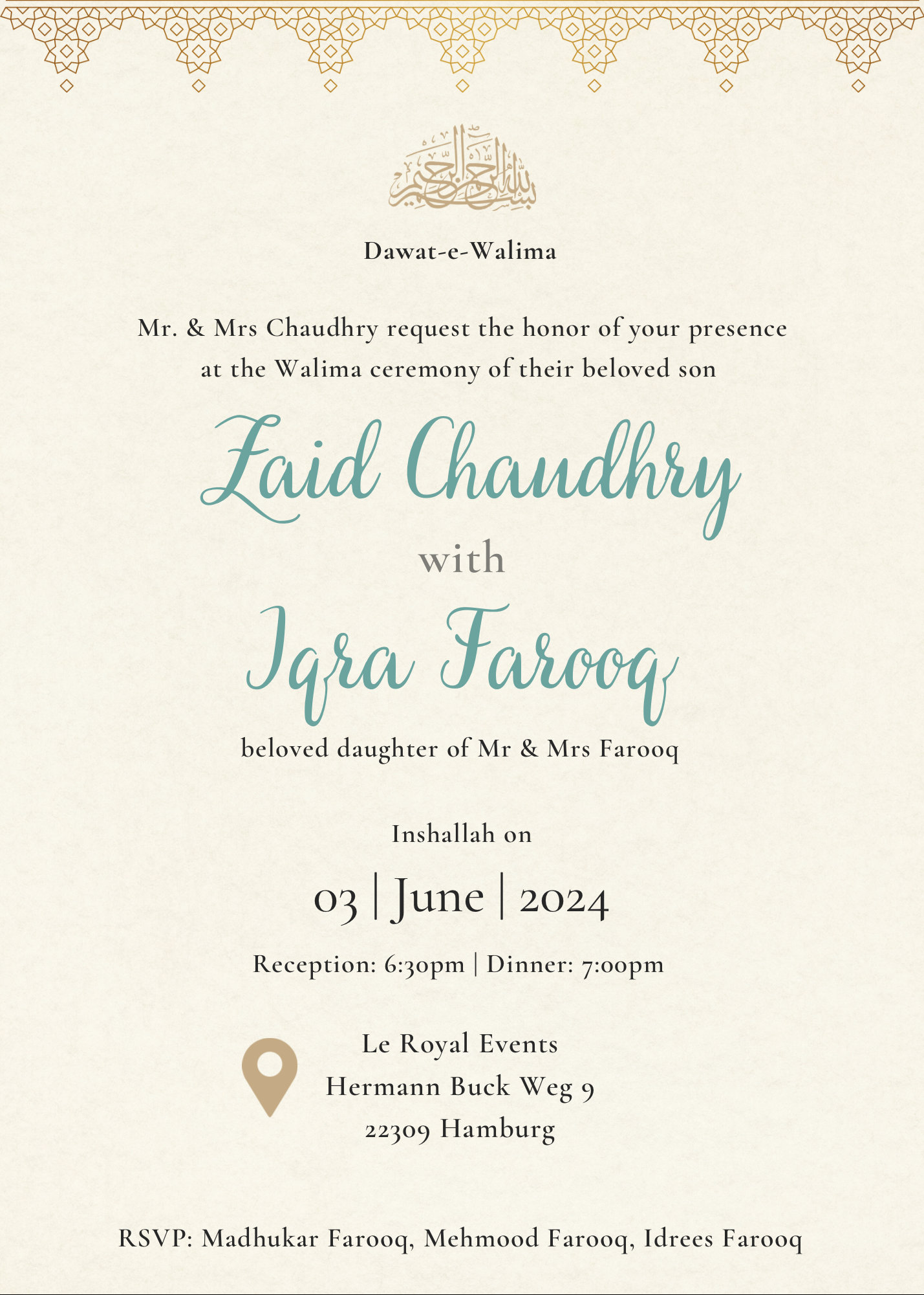 Walima Invitation Card - Etsy