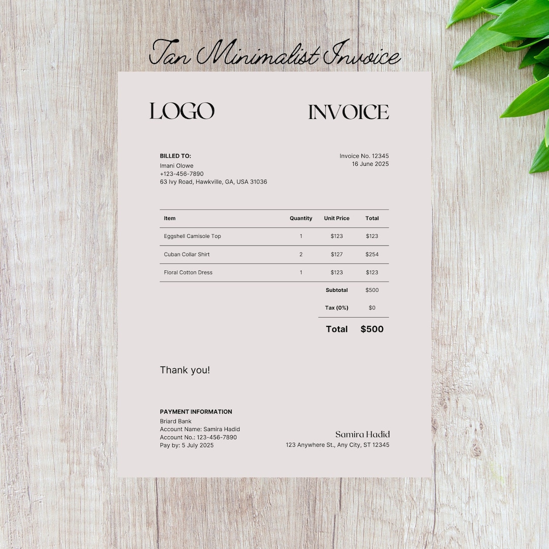 Invoice Template for Small Business Editable Invoice - Etsy