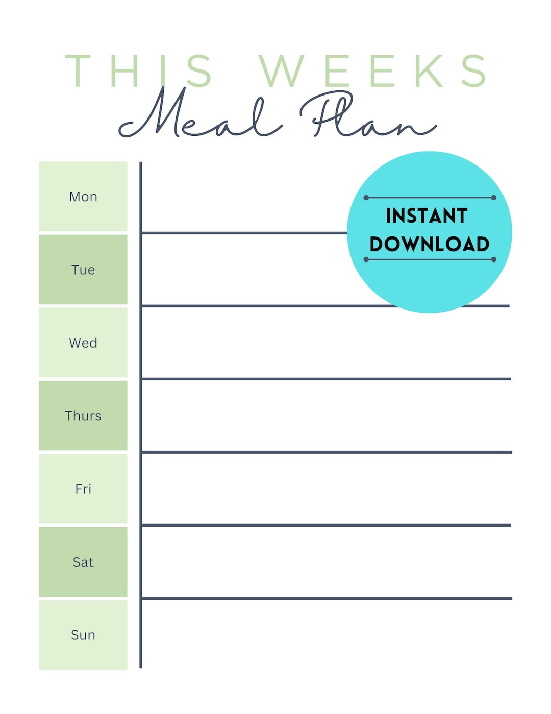 Weekly Meal Planner - Etsy