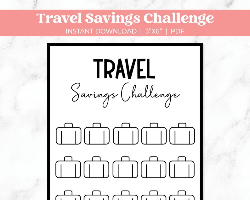 Travel Savings Challenge Printable Bundle A6 Savings Challenge Tracker ...