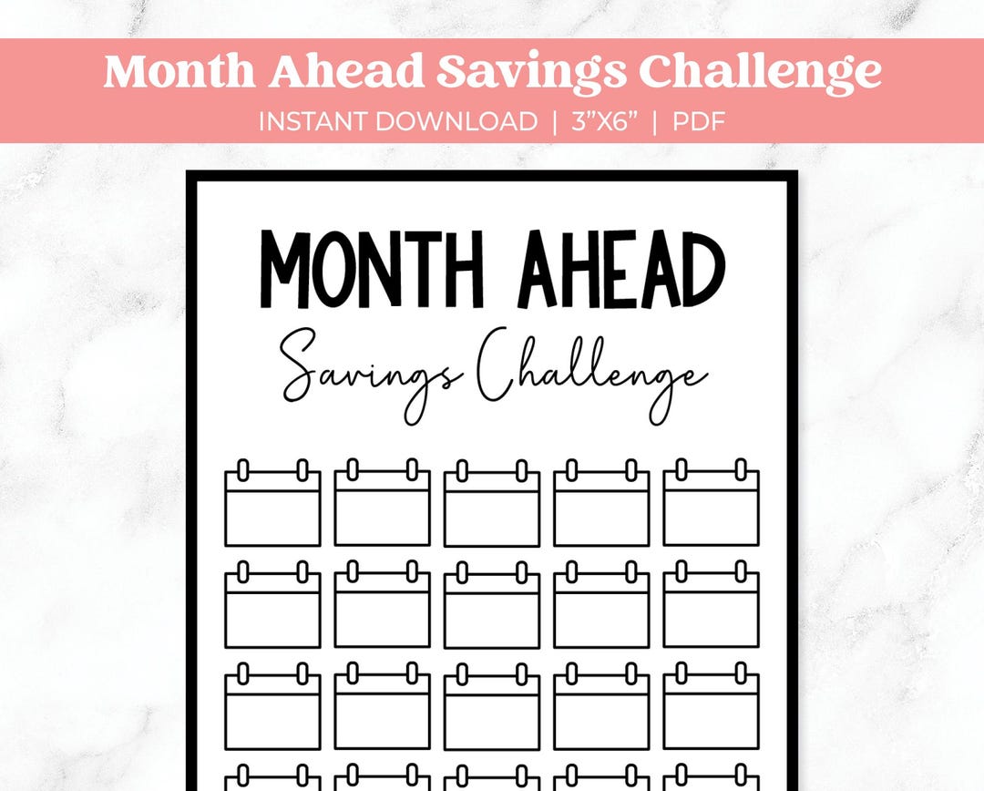 Month Ahead Savings Challenge Printable Bundle A6 Savings Challenge ...
