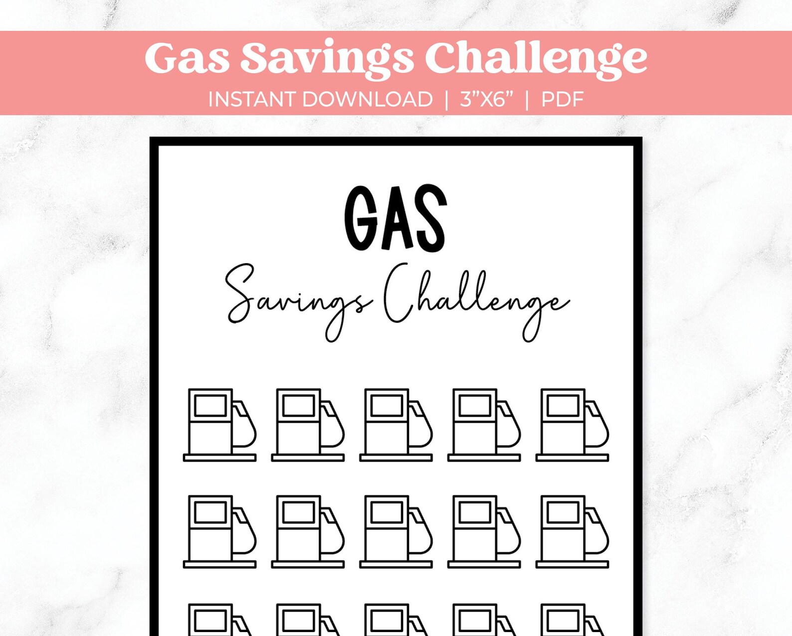 Gas Savings Challenge Printable Bundle Fuel A6 Savings Challenge ...