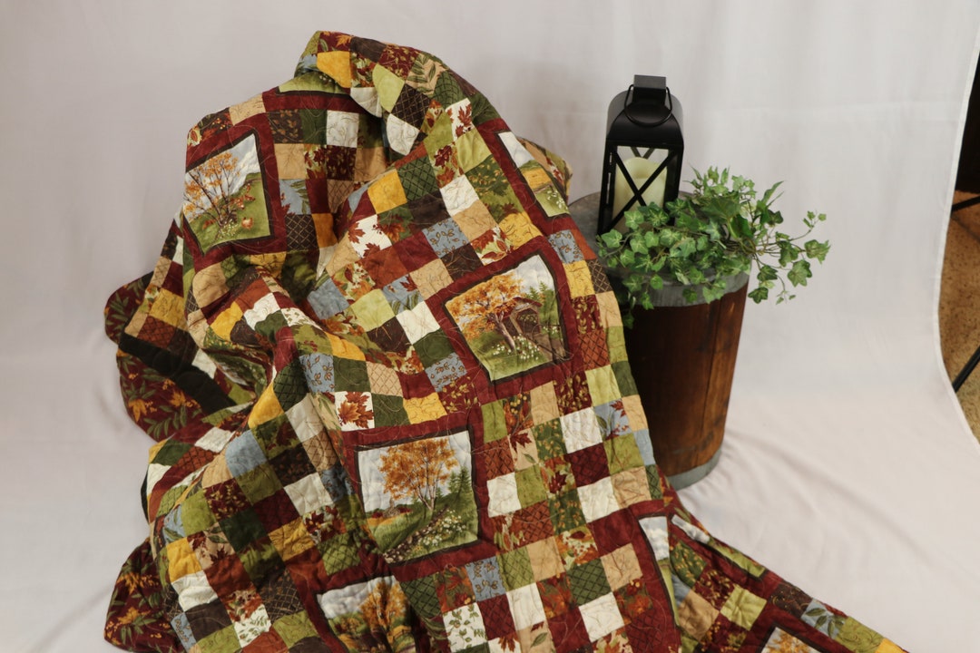 Autumn in the Country: 9-patch Panel Handmade Quilt - Etsy
