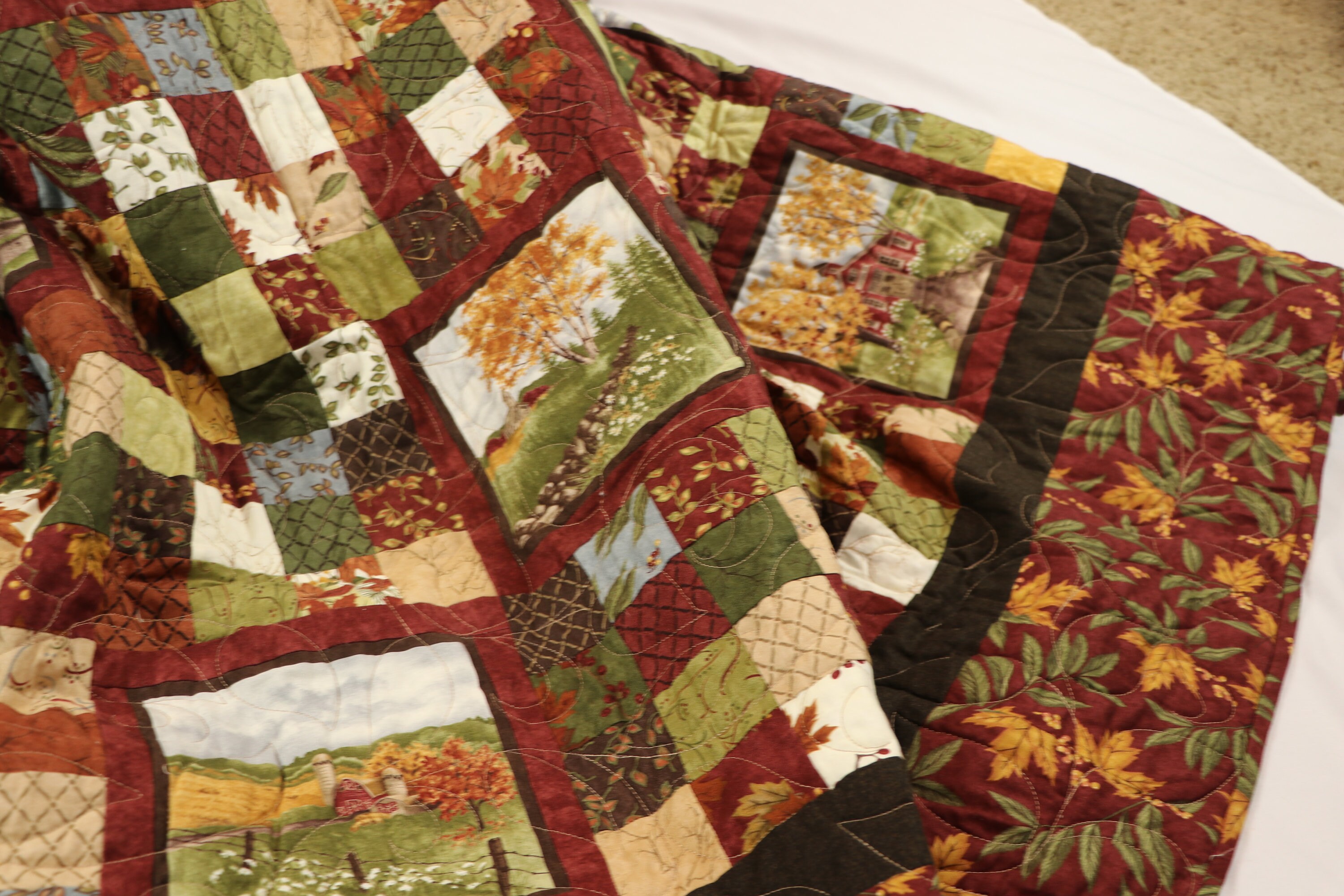 Autumn in the Country: 9-patch Panel Handmade Quilt - Etsy