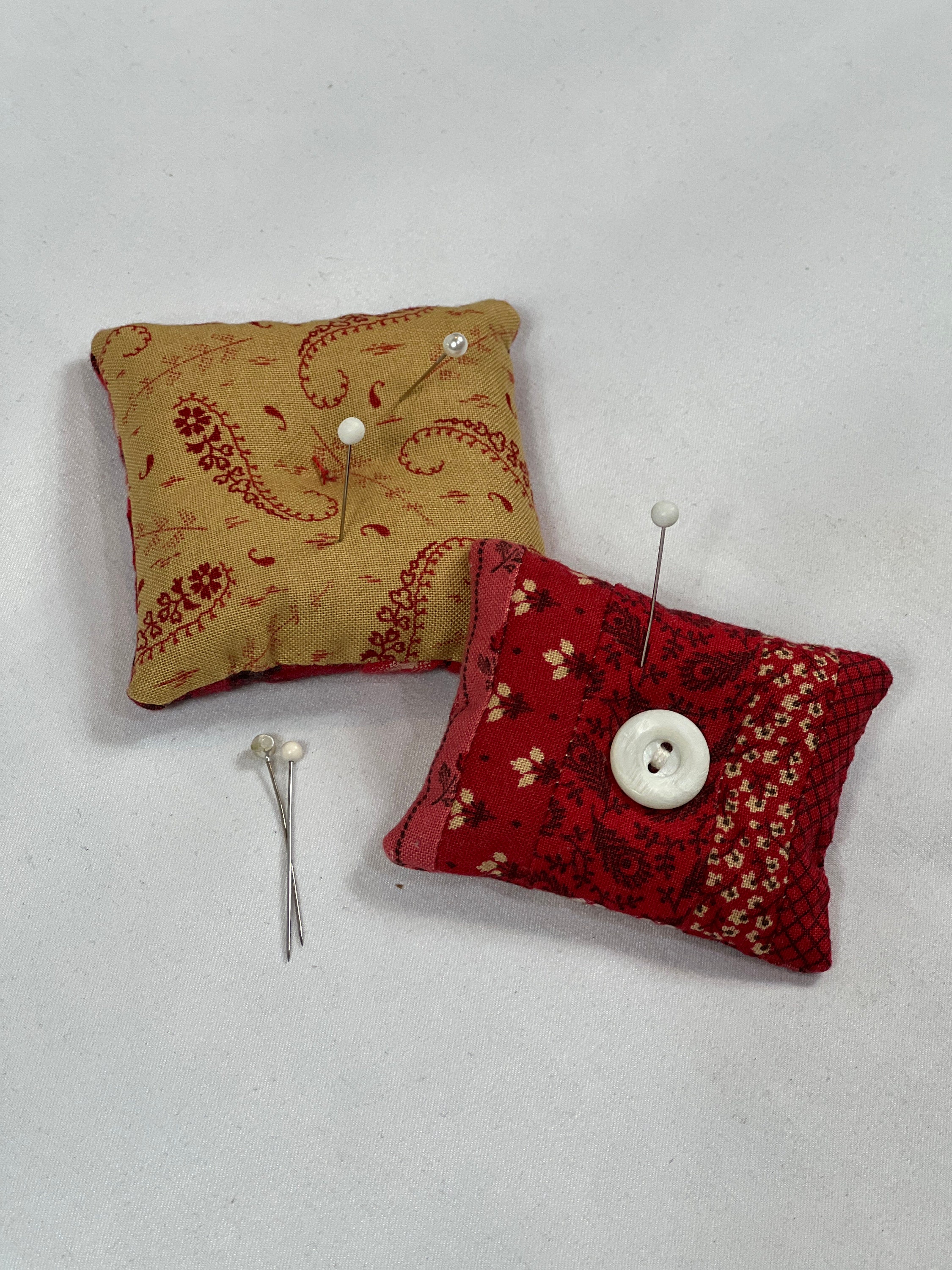 2 Vintage Button Red Pincushions - Etsy