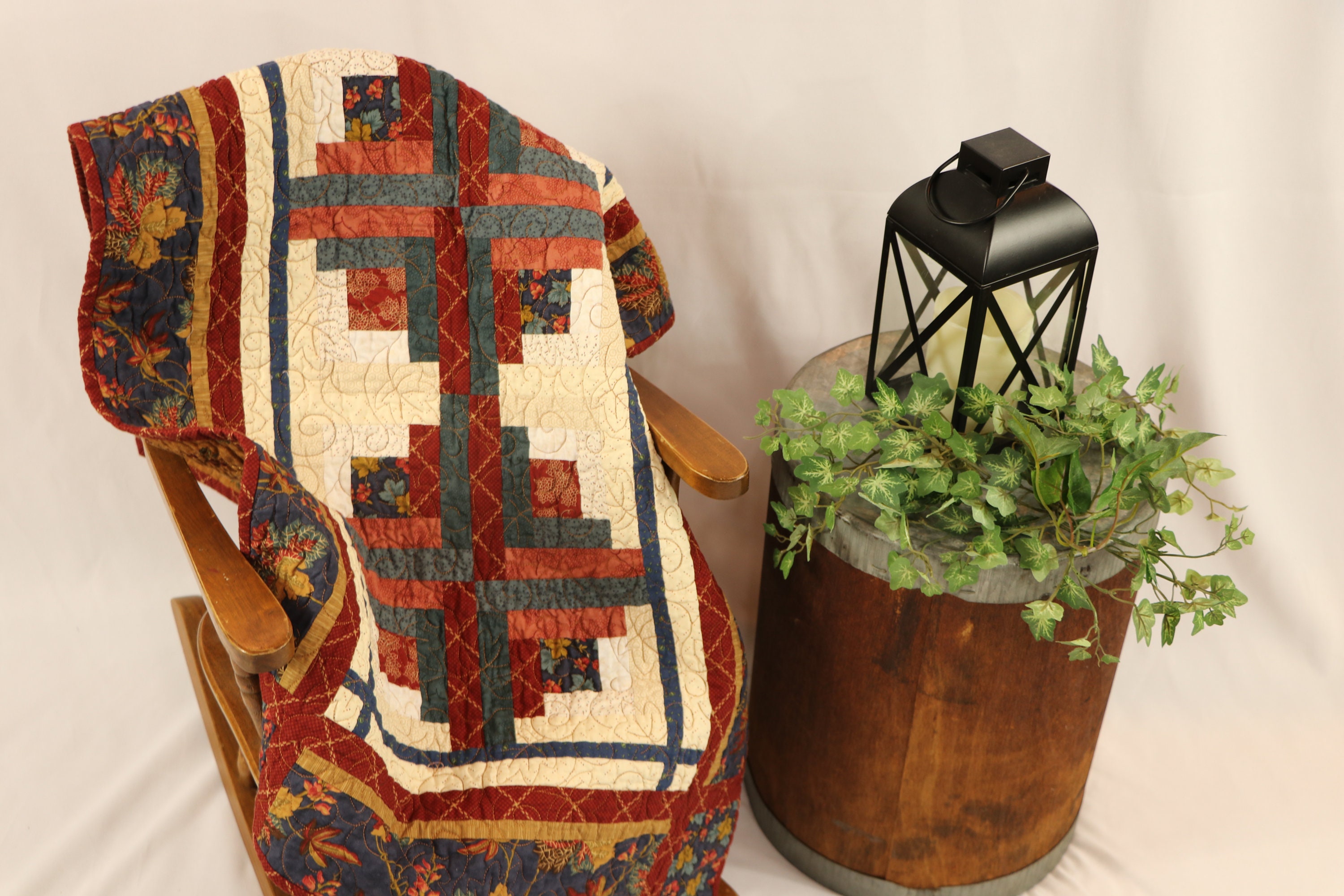 Log Cabin Handmade Quilt Runner - Etsy