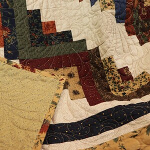 Autumn Log Cabin Homemade Quilt - Etsy
