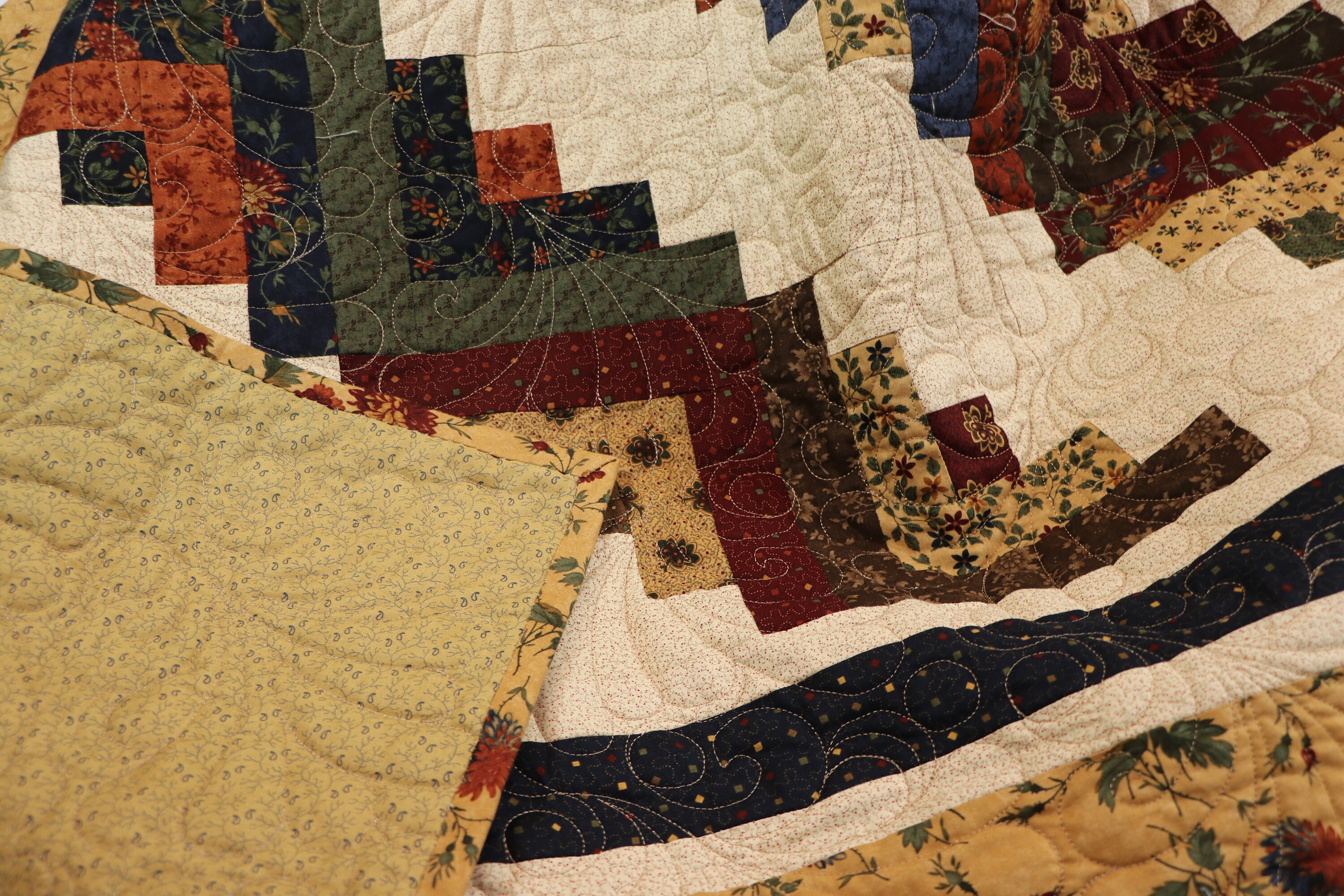 Autumn Log Cabin Homemade Quilt - Etsy