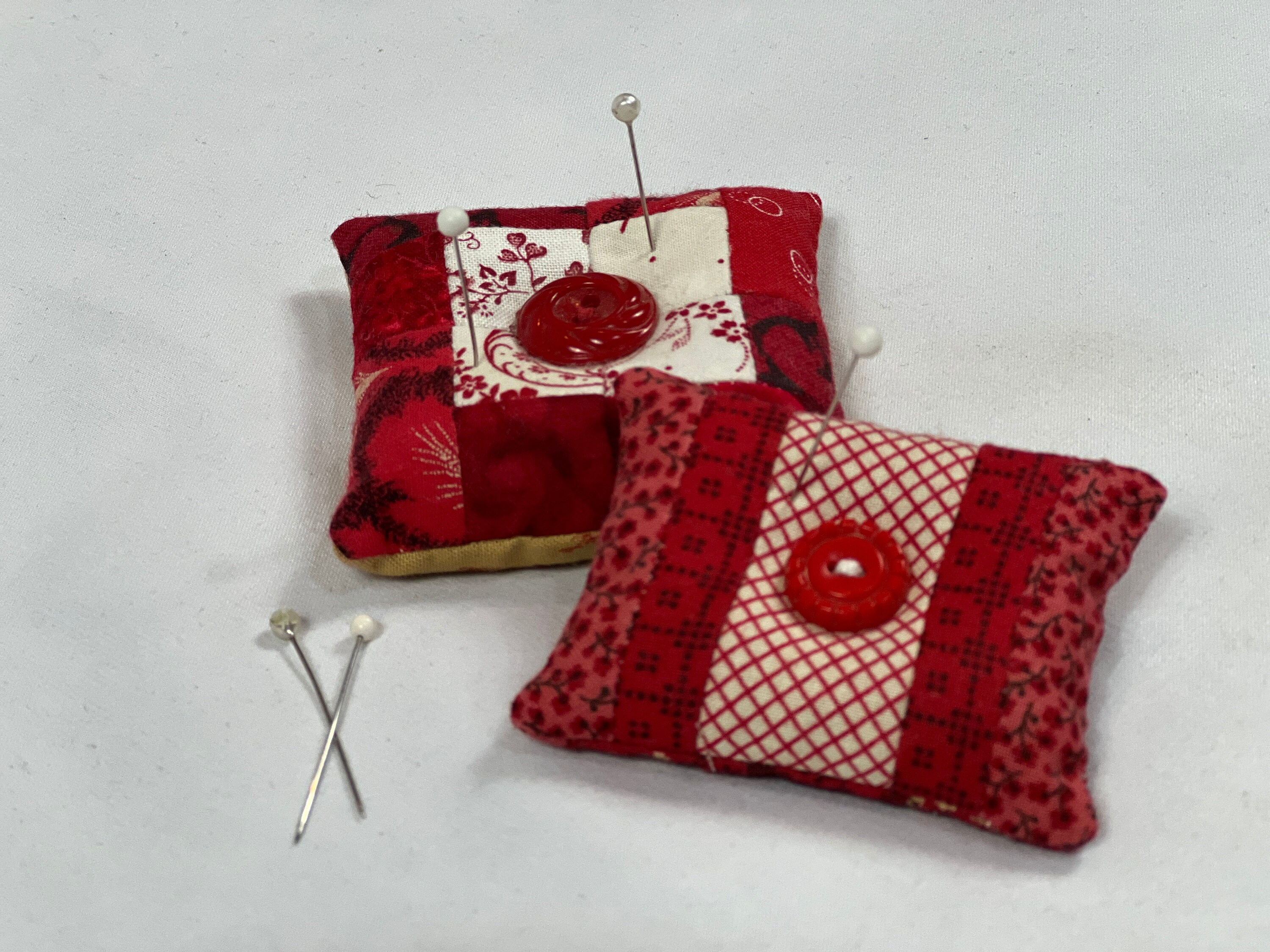 2 Vintage Button Red Pincushions - Etsy