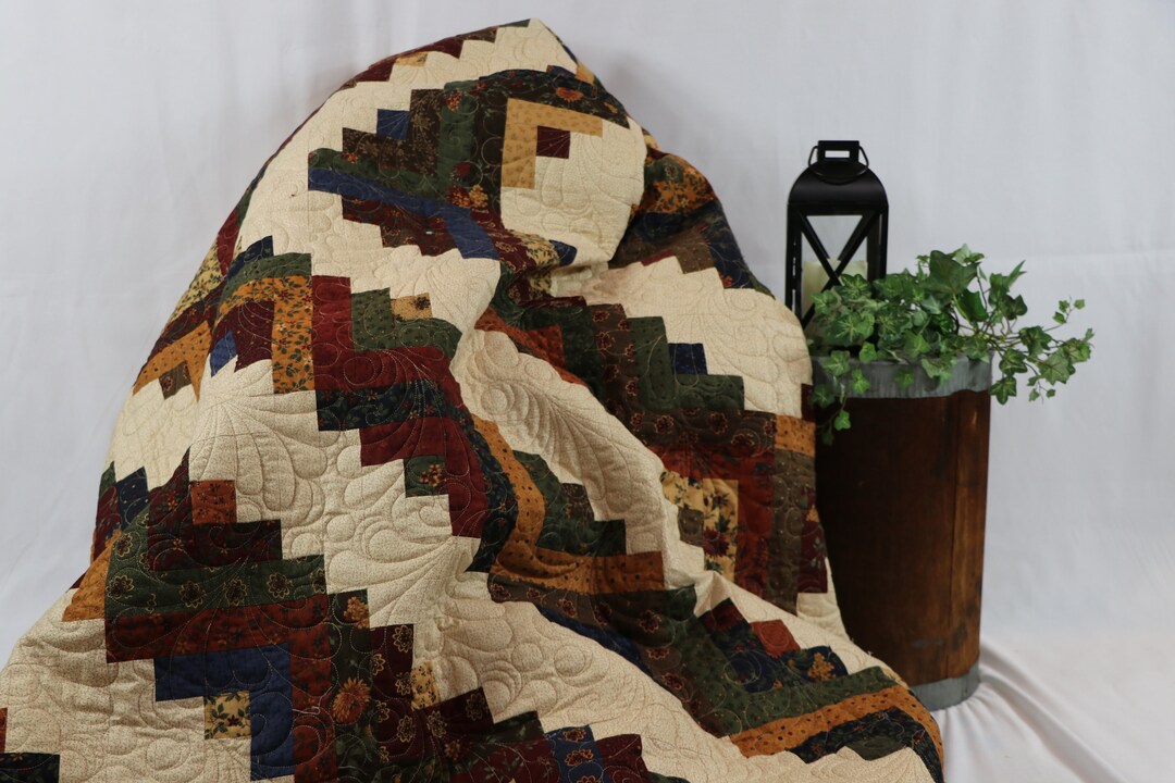 Autumn Log Cabin Homemade Quilt - Etsy