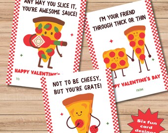 Printable Pizza Valentine's Day Cards, Pizza Classroom Valentine's Day ...
