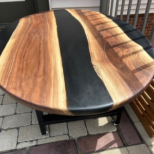Oval Walnut Black Epoxy River Table - Etsy