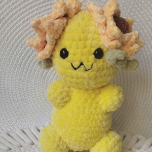 Crochet Sunflower Axolotl Plushy Toy - Amigurumi Stuffed Animal - Etsy