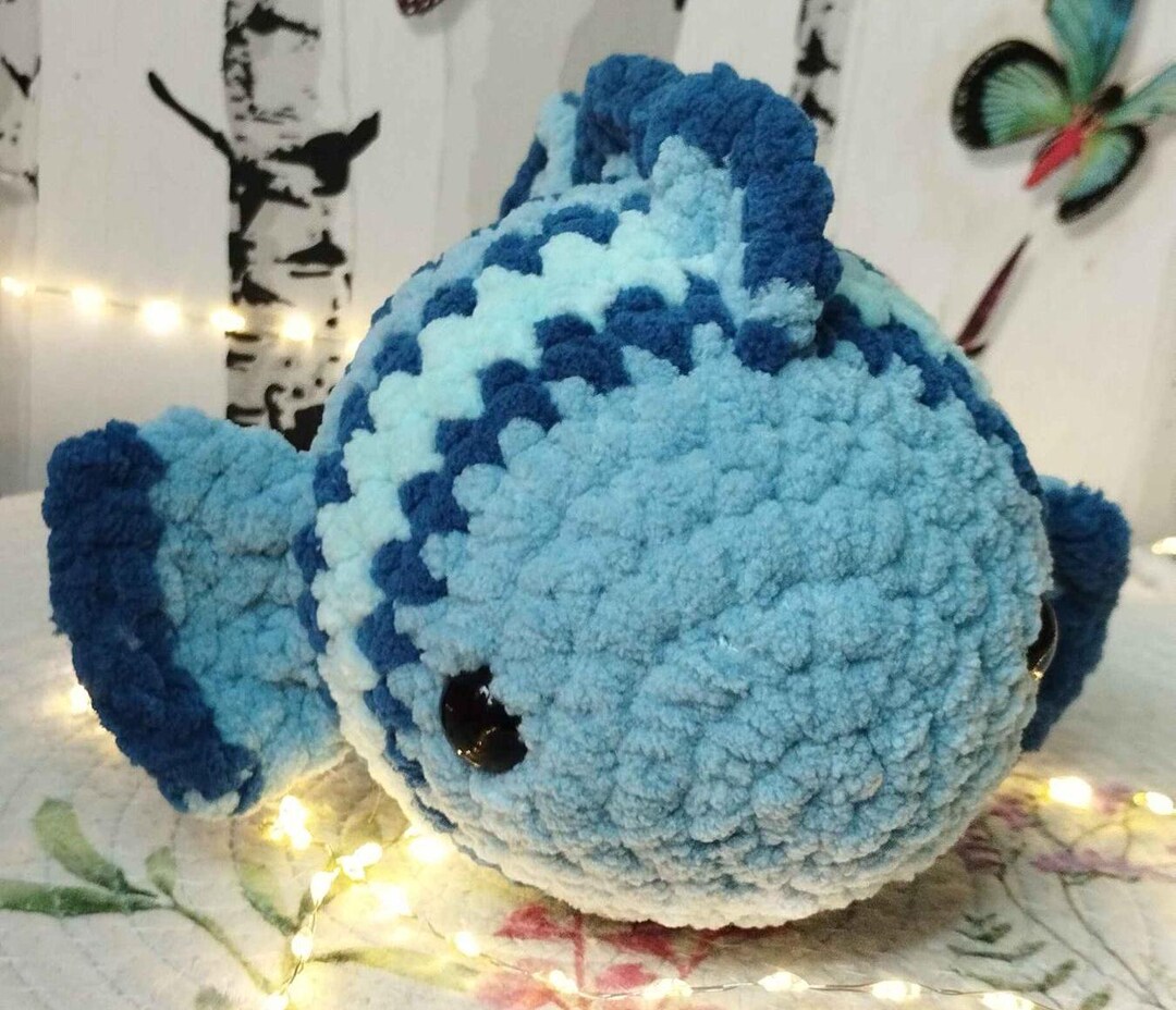 Colorful Crochet Fishy Amigurumi Fish Plush Handmade Plushie in Blue - Etsy