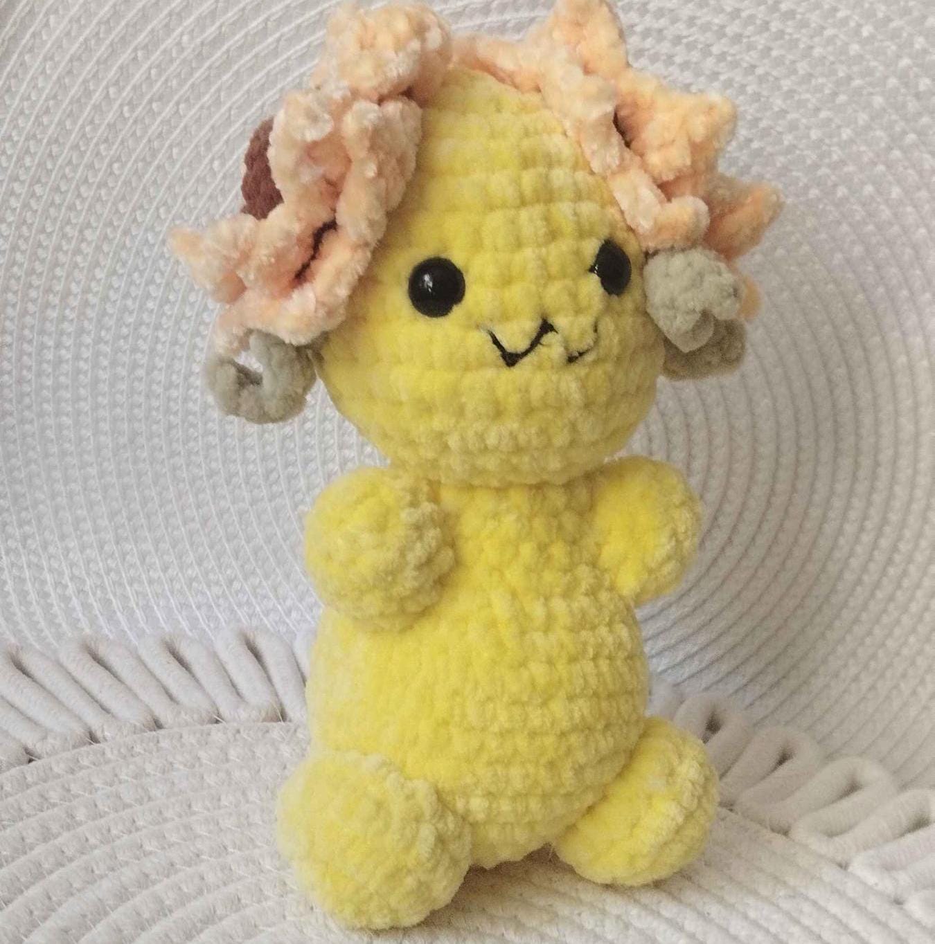 Crochet Sunflower Axolotl Plushy Toy - Amigurumi Stuffed Animal - Etsy