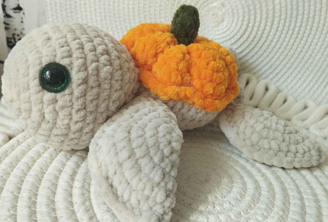 Crochet Pumpkin Turtle Plushie - Etsy
