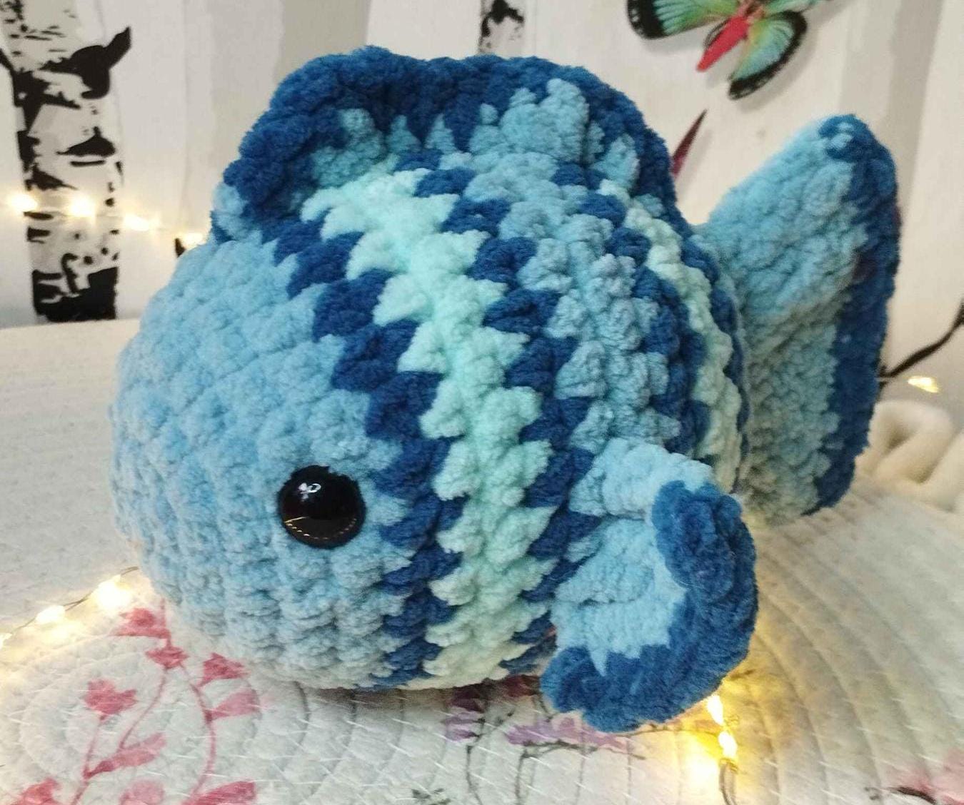 Colorful Crochet Fishy Amigurumi Fish Plush Handmade Plushie in Blue - Etsy
