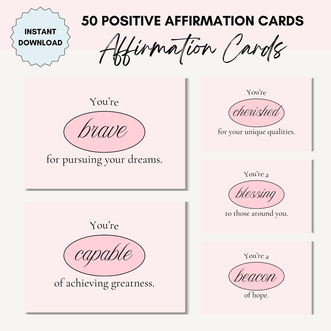 Affirmation Cards, 50 Printable Affirmation Cards, Printable Positive ...