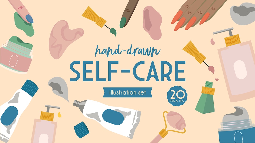 Self-care Hand Drawn Vector Illustration Kit (adobe Illustrator) - Etsy