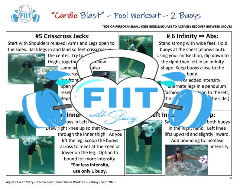 Pool Workout PRINTABLE cardio Blast Pool Routine With 2 Buoys Aqua ...