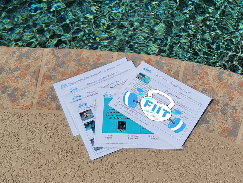 PRINTABLE Aqua Fitnesstidal Wave Kickboard Cardio Pool Exercise Workout ...