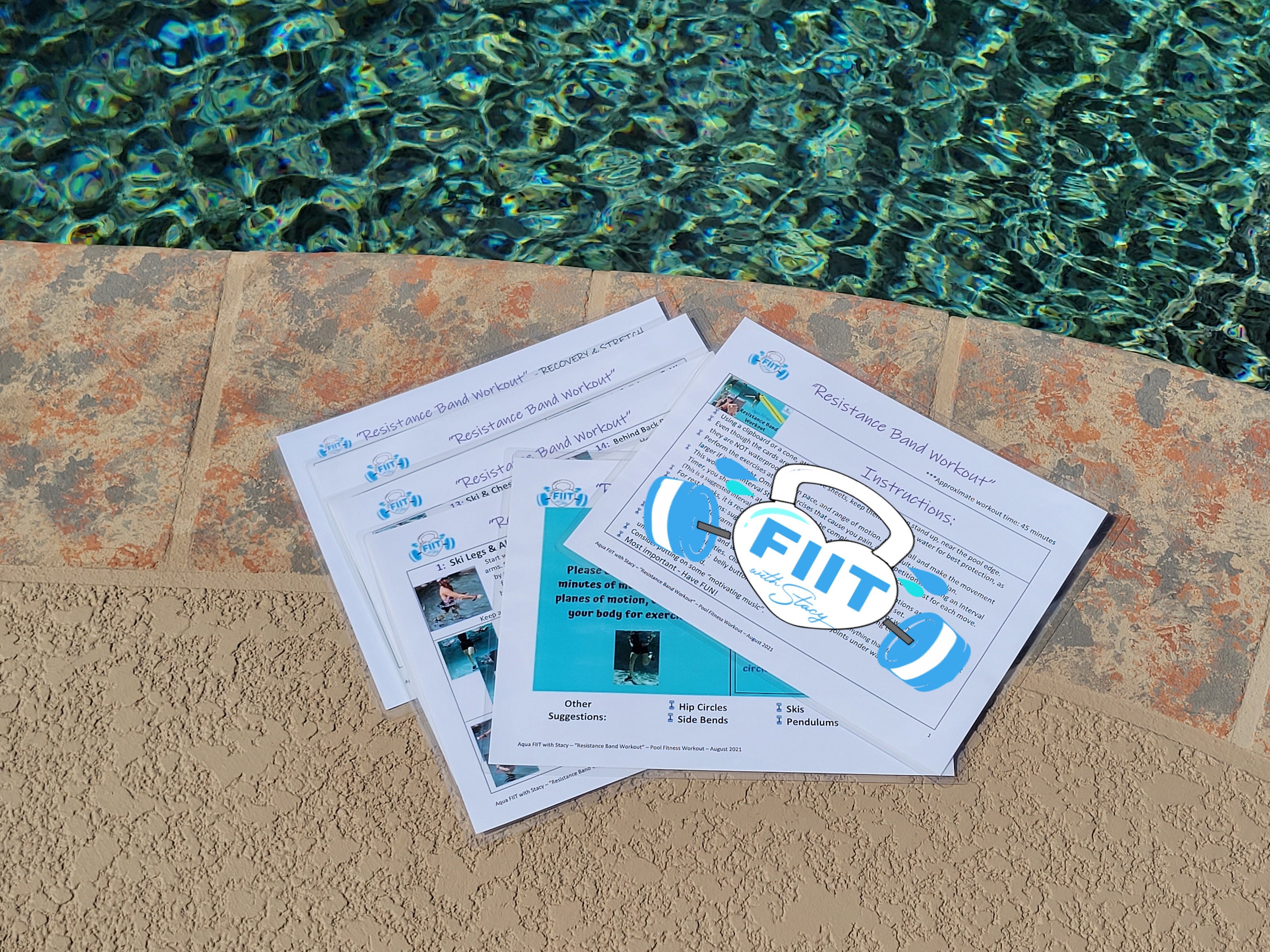 Pool Workout Cards "aqua Fitness Lower Body Toning With Wall / Step ...