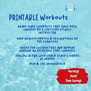 Deep Water HIIT: Pool Aerobics Workout Cards (printable PDF) - Etsy