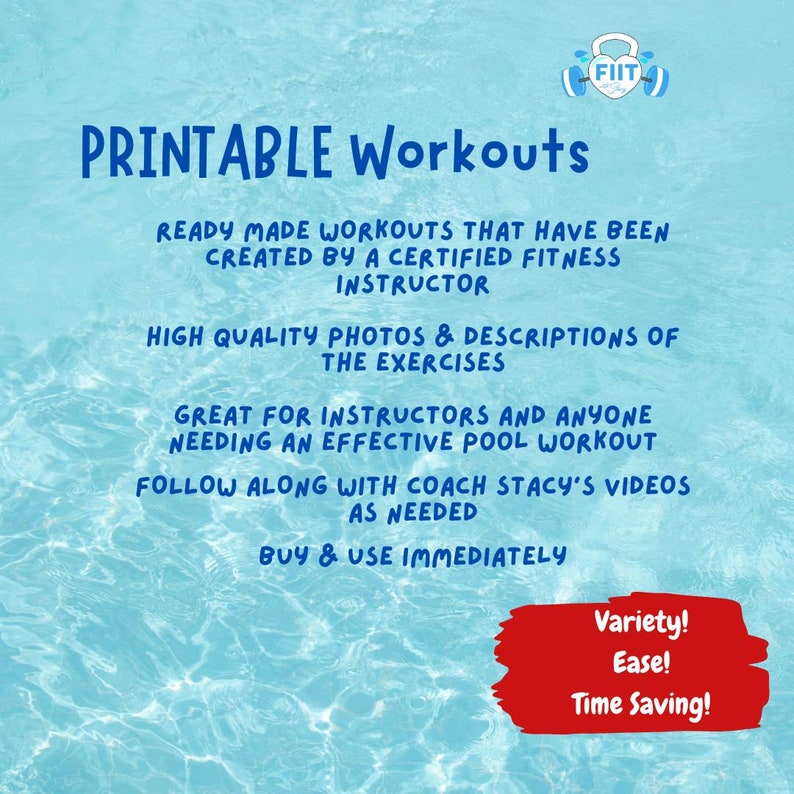 Aqua Fitness Noodle Workout: Deep Water Pool Exercises (printable PDF ...