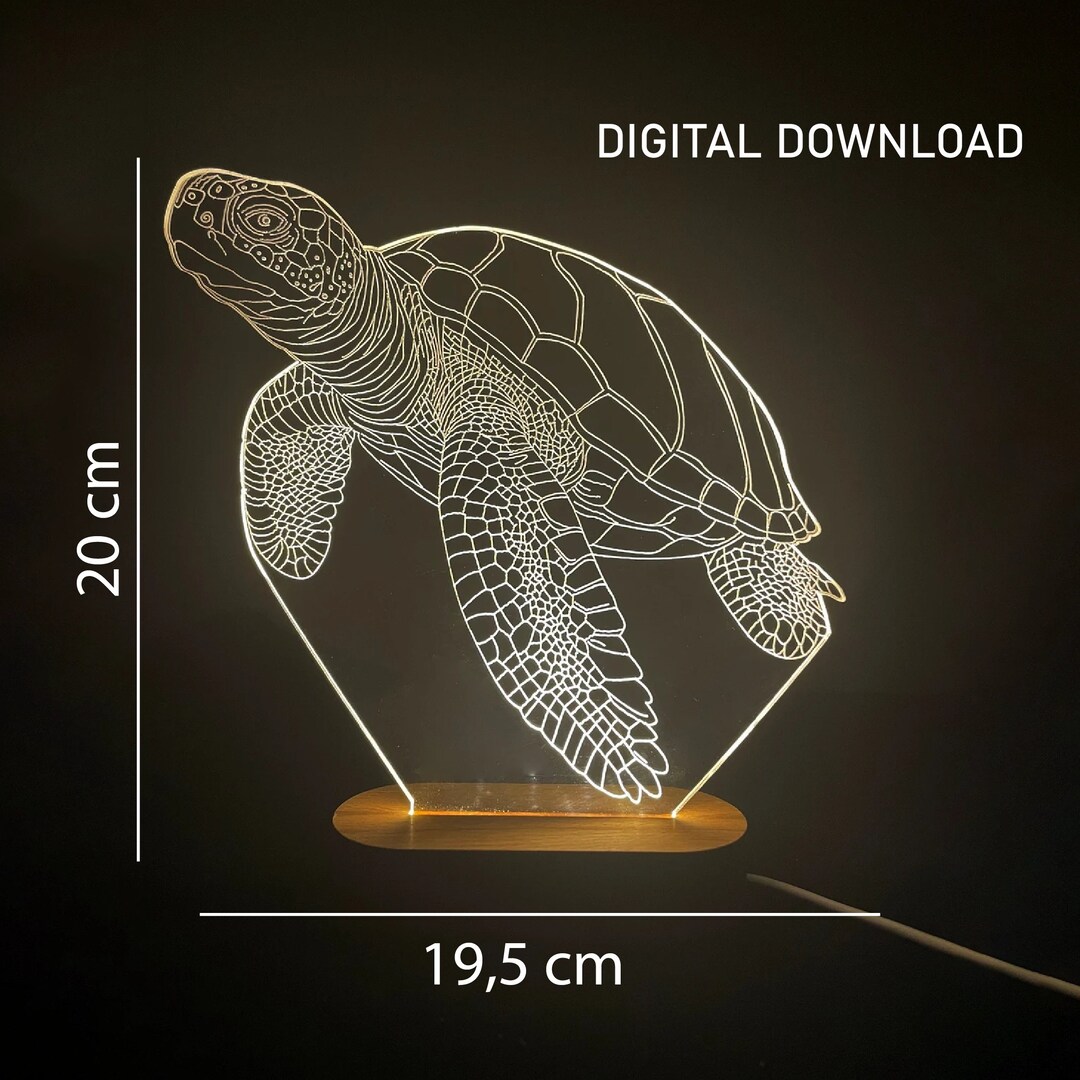 Laser Cut Digital Files for Tortoise LED Lamp Design, Decorative ...