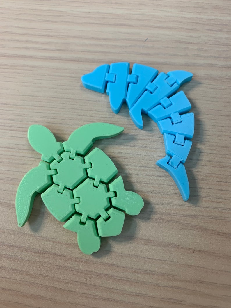 3d Printed Turtle and Dolphin Fidget - Etsy