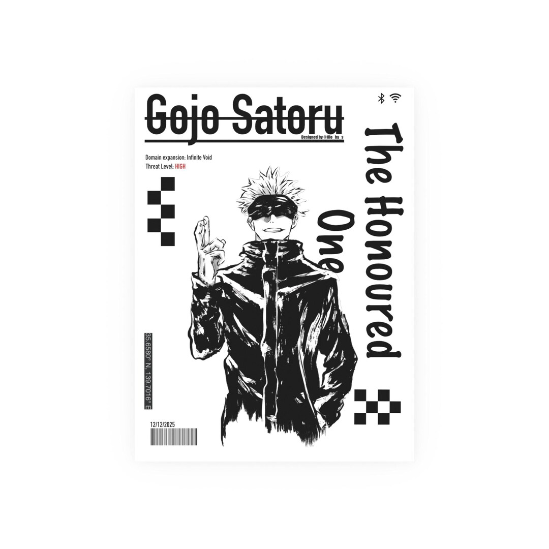 Gojo Satoru Anime Poster Satin and Archival Matte Posters | Black White ...