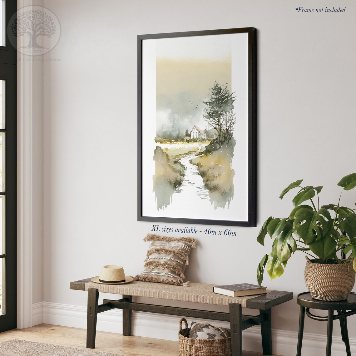 Bidwell Oak Design Fine-art Watercolor Print, Sage Green Wall Art, Home ...