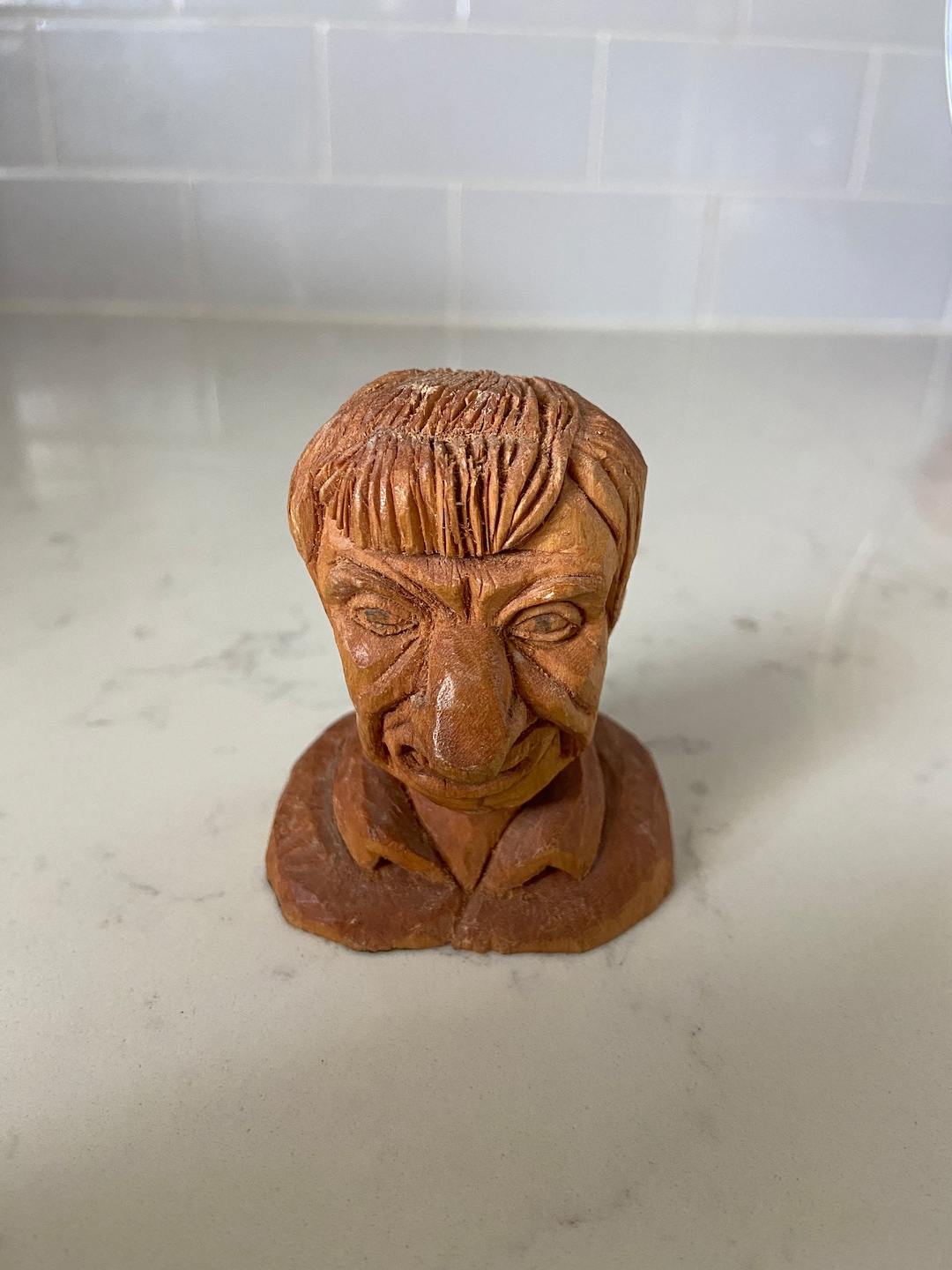 Vintage Hand Carved Wood Male Bust 3" His Face Has an Interesting ...