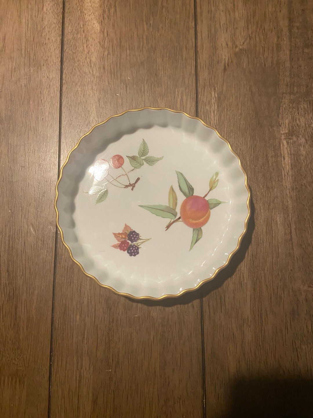 Vintage Royal Worcester of England Evesham Round Fluted Dish With Fruit ...