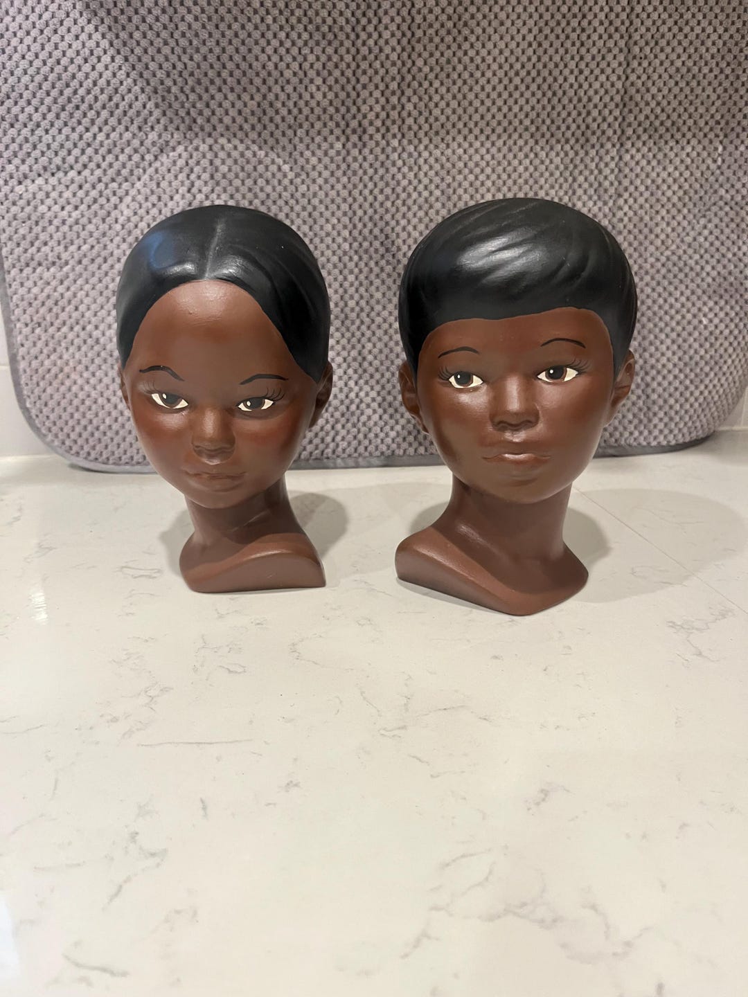 Vintage Set of Two African American Plaster Busts Male and Female 8 ...