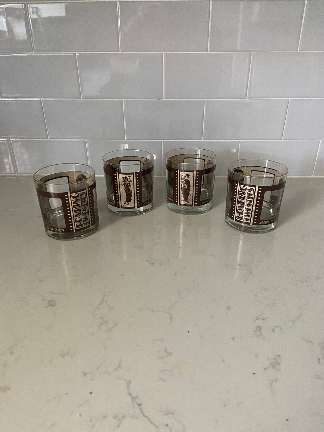 Vintage Roaring 20s Bar Whiskey/bar Glasses With Gold Rims Set of 4 ...