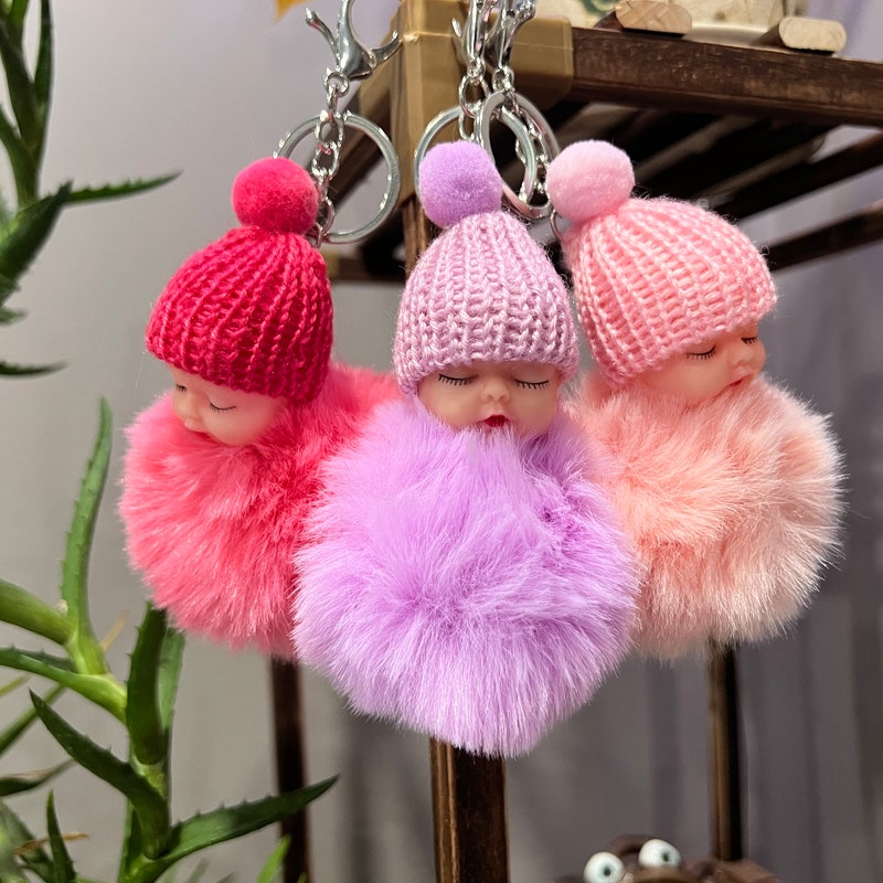 Pompom Keychain - Etsy