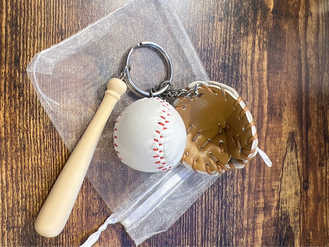 Miniature Baseball Mitt, Ball, & Bat Keychain - Etsy