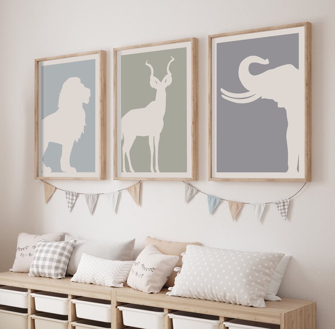 Set of 4 Safari Posters A4 21x29.7cm Lion Antelope Tiger Elephant ...