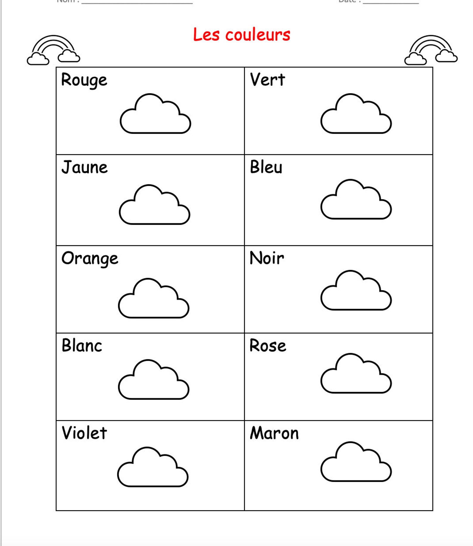 Beginner French Work Sheets - Etsy