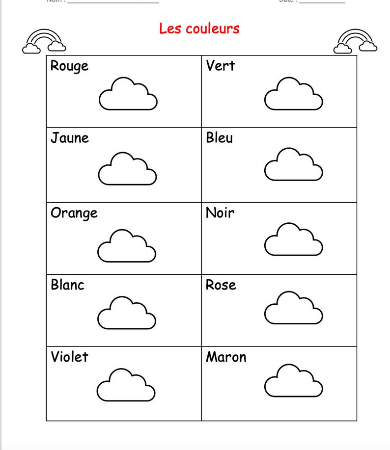 Beginner French Work Sheets - Etsy