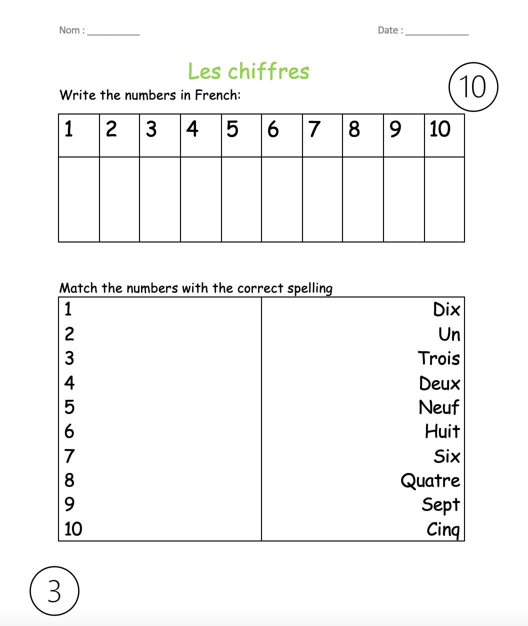 Beginner French Work Sheets - Etsy