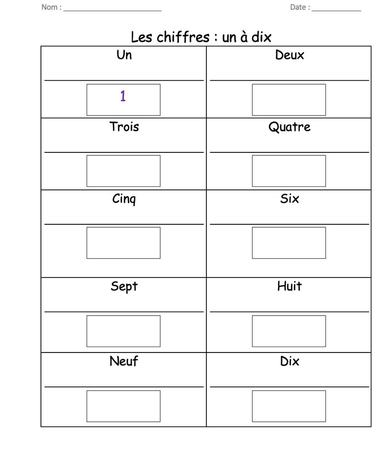 Beginner French Work Sheets - Etsy