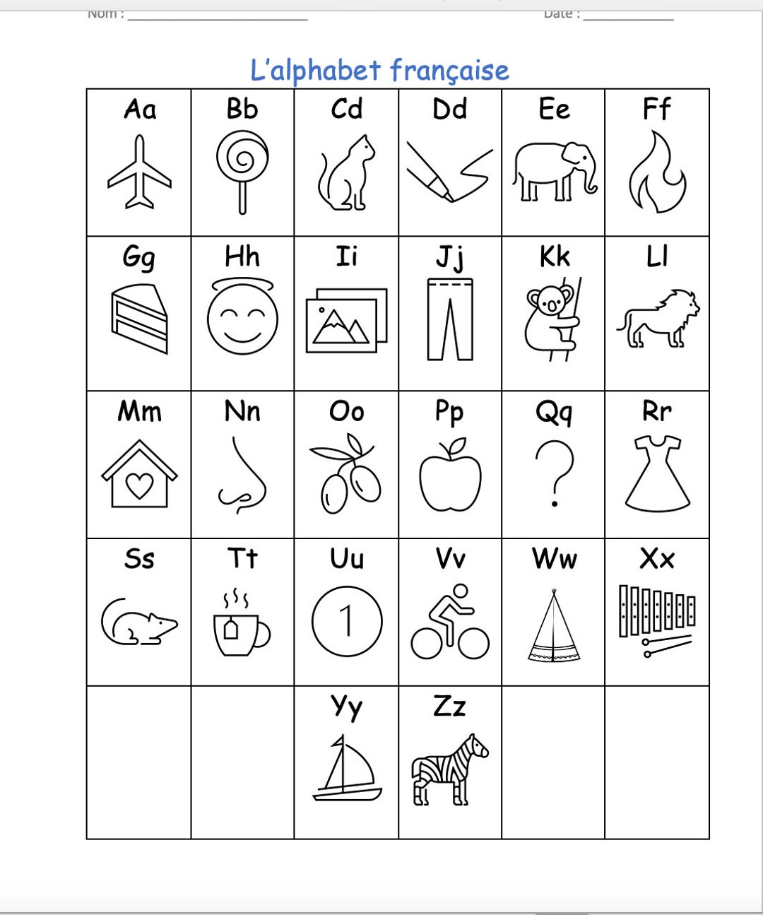 Beginner French Work Sheets - Etsy